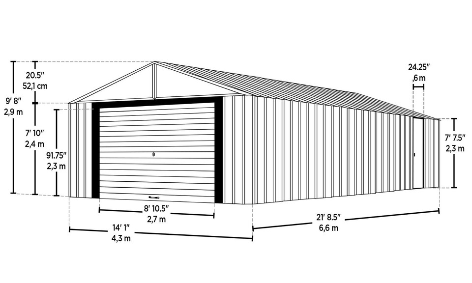 Arrow Murryhill 14 x 21 Garage, Steel Storage Building, Pre Fab Storage ...