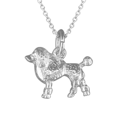 Solid 925 Sterling Silver Puppy Dog Poodle Pendant Necklace Mothers Day ...