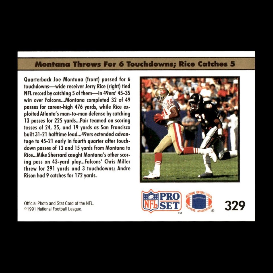 Joe Montana 1991 Pro Set San Francisco 49ers #329 R307 | eBay