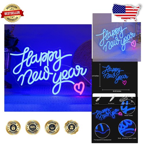 Stylish Blue Neon 'Happy New ' Wall Sign - Ideal for Parties & Gifts | eBay