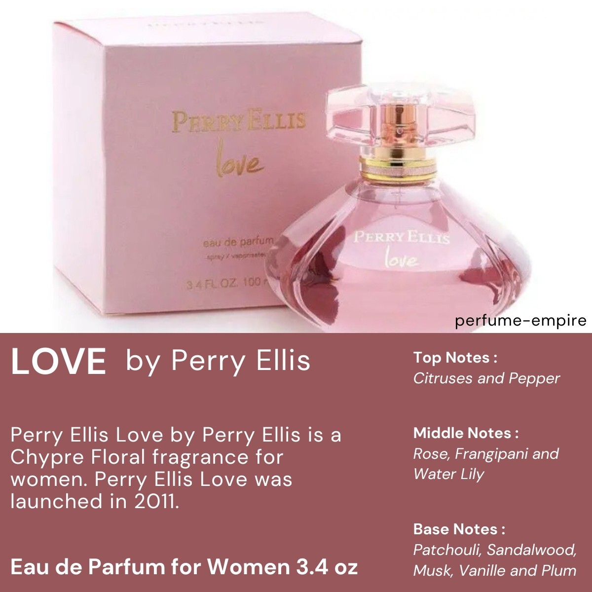 LOVE Perry Ellis women 3.4 oz 3.3 edp perfume spray NEW IN BOX ...