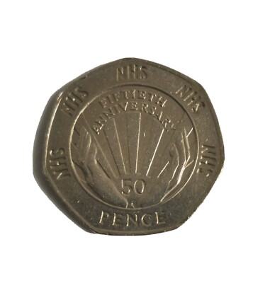 1998 50P COIN RARE NATIONAL HEALTH SERVICE NHS 50 PENCE 50 years Thank ...