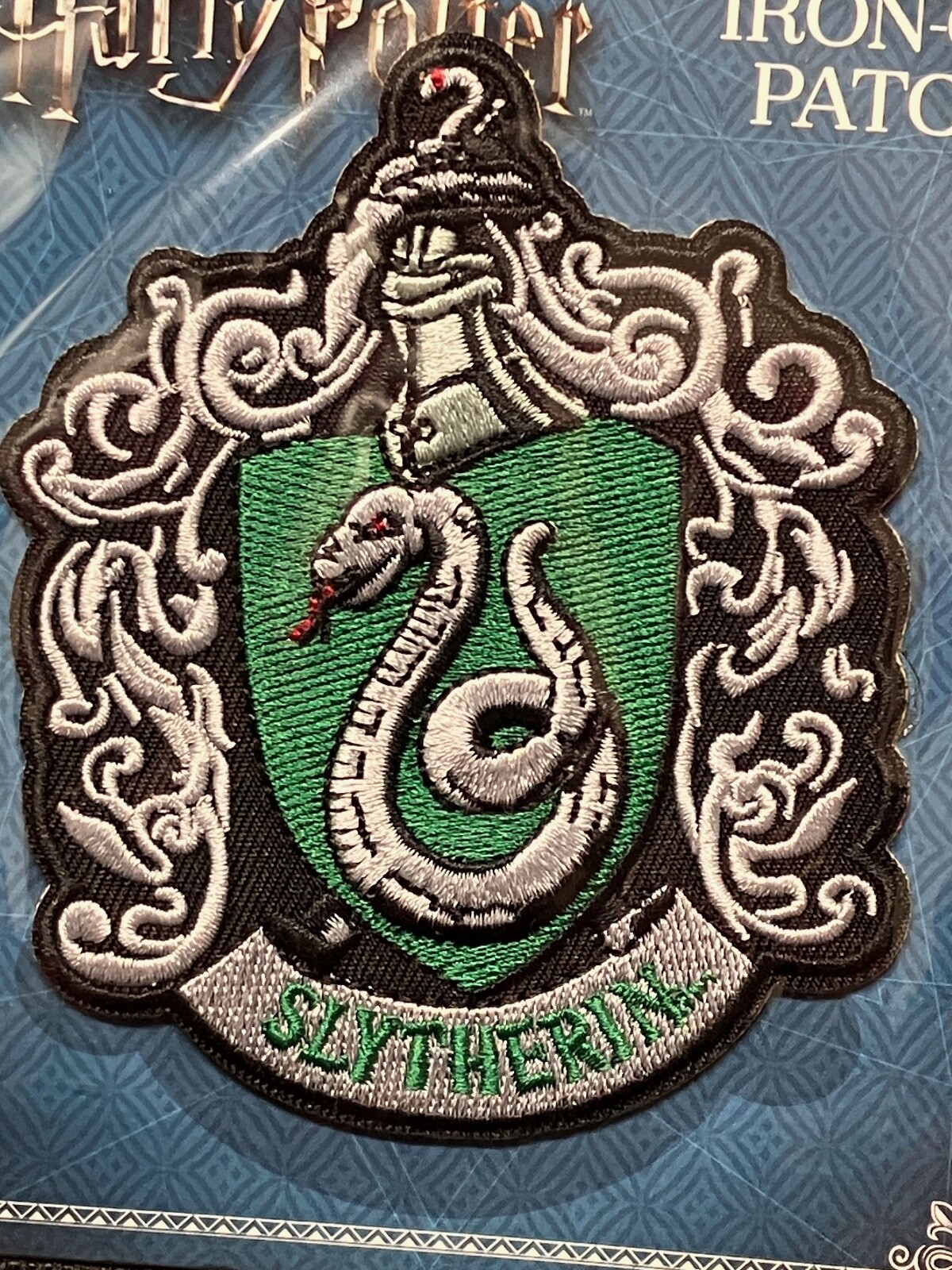 Harry Potter SLYTHERIN House Crest Logo Large 4" Tall Embroidered Iron ...