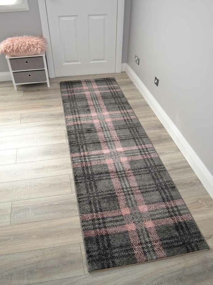 Tartan Living Room Rugs Modern Tweed Soft Long Runners Extra Large ...