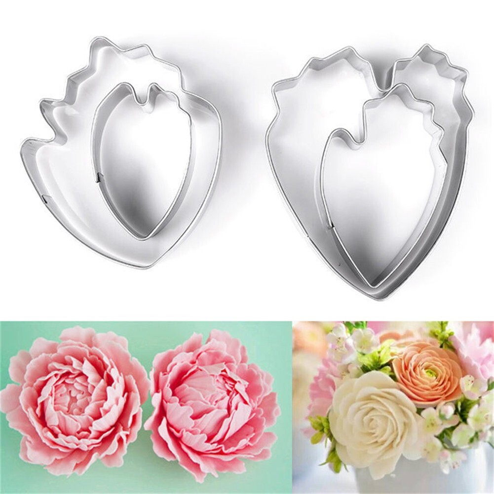 Elegant Peony Flower Cake Fondant Plunger Cutter Set of 4 for ...