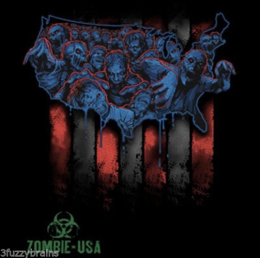Zombie U.S.A. Shirt, walking dead & flag, eat brains, zombie shirts ...