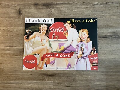 Retro Coca Cola Pin Up Coke J.V. Reed & Co Tin Metal Litho Advertising ...