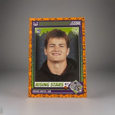 2024 Score Football Halloween Pumpkin Rising Stars Card #17 Drake Maye ...