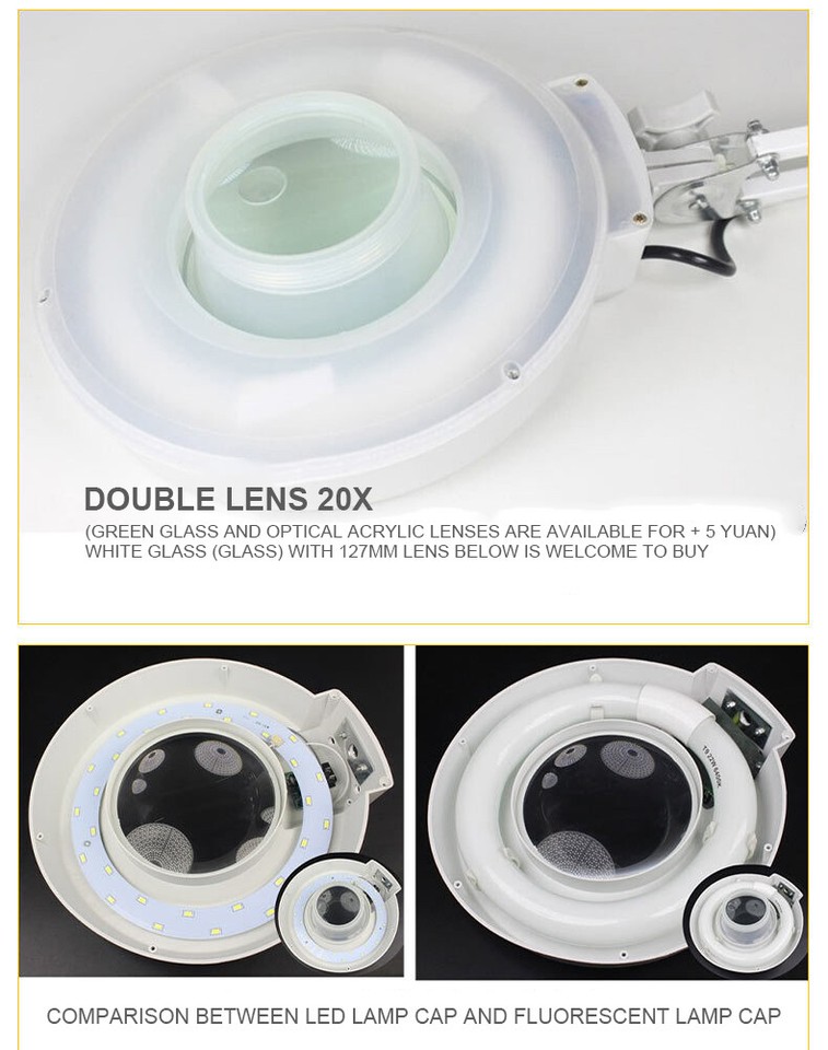 LED Magnifying Desk Lamp 10x/20x Magnifier Lamp Adjustable for Reading ...