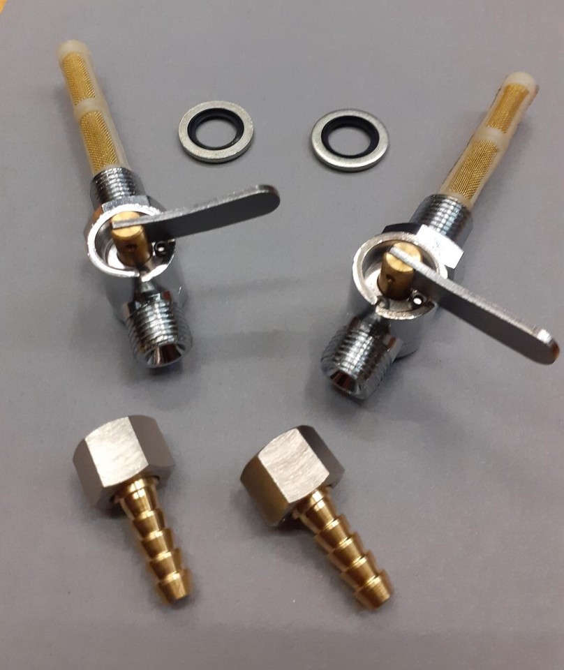 CLASSIC MOTORCYCLE CHROME FUEL TAPS TRIUMPH / BSA / NORTON WITH HOSE ...