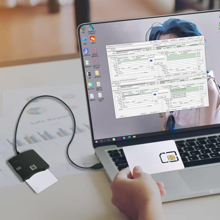 Smart Chip EMV SIM eID Card Reader Writer Programmer with 5pcs Blank ...