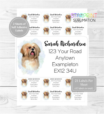 Lhasa Apso Personalised Return Address Labels, 42 Customised Dog ...