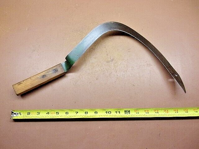 Vintage Rustic Hand Sickle/Scythe Wood Handle Double Curve Blade Sharp ...