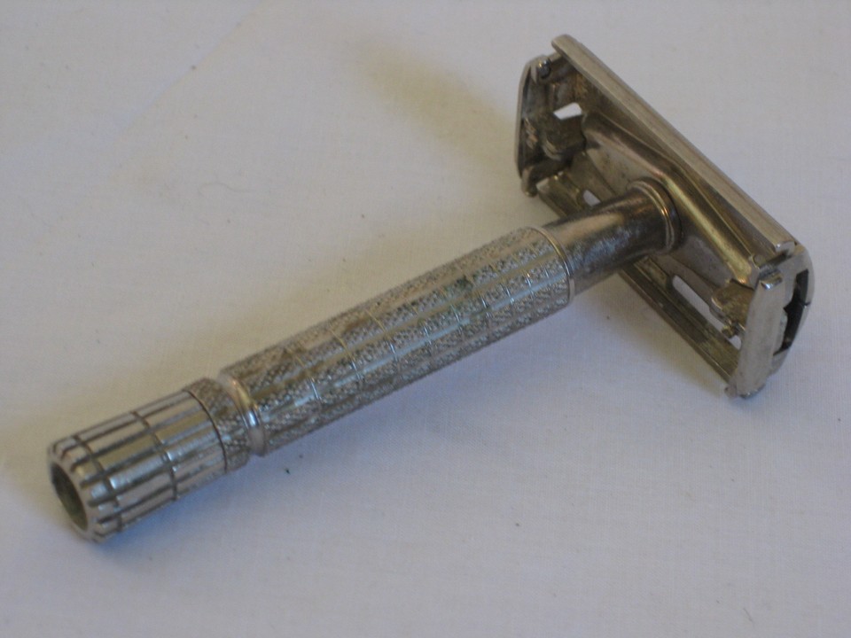 vintage Gillette metal handle shaver shaving safety razor blade holder ...
