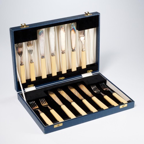 Garrard & Co. London Vintage Fish Fork Knife Cutlery 15 Pc Set in Box ...
