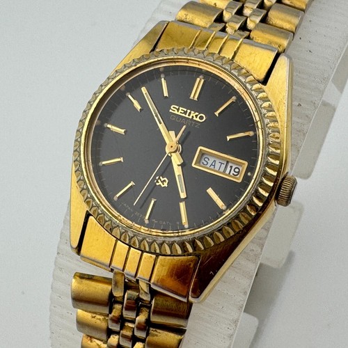 VTG Seiko Quartz Watch 3E23-0A69 Women Gold Tone Fluted Bezel ~ Needs ...