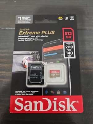 SanDisk Extreme PLUS 512GB microSDXC UHS-I Memory Card SDSQXBD-512G ...