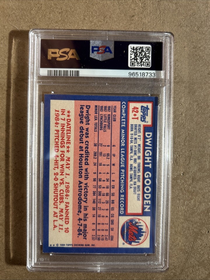 1984 Topps Traded #42 Dwight Gooden PSA 7 Rookie Card RC New York Mets ...