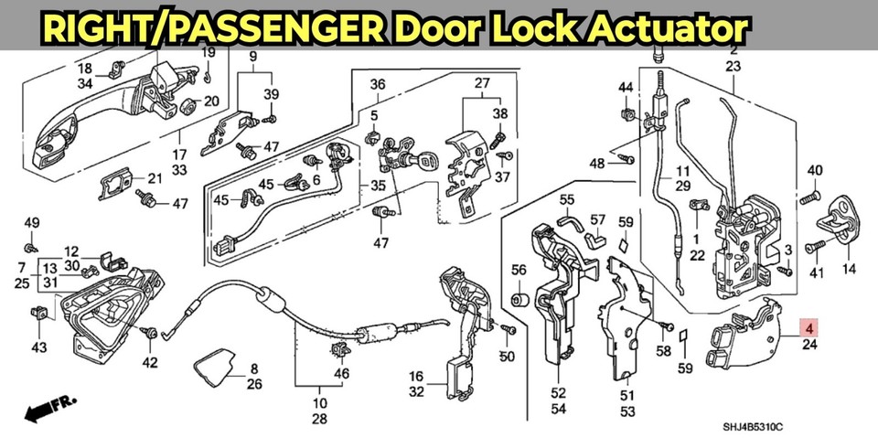 OEM Genuine for Honda Door Lock Actuator Passenger Right 72115-S6A-J01 ...