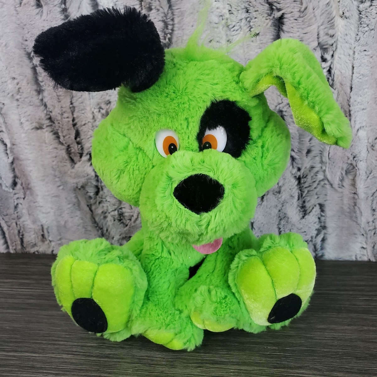Bright Green Dog Ideal Toys Direct LIME GREEN Puppy Dog Black Patch