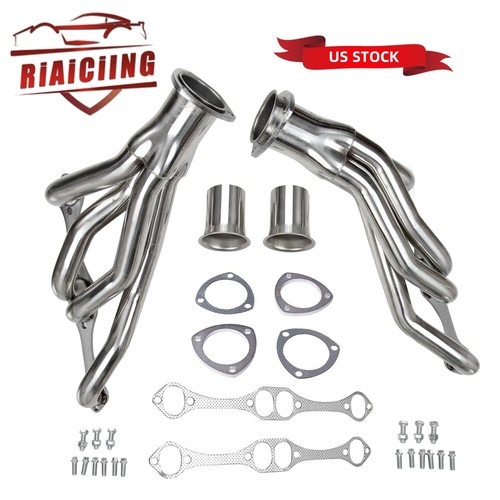 New Polished Headers for Chevy Small Block SB V8 262 265 283 305 327 ...