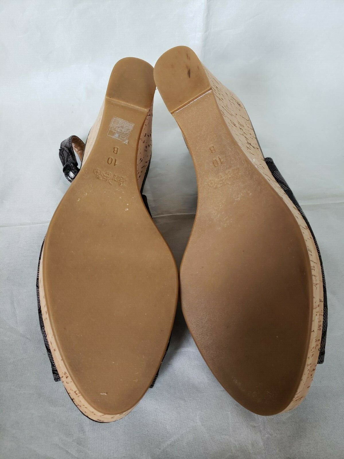 Coach Womens Wedge Black Open Toe Logo Classic Size 10 B | eBay