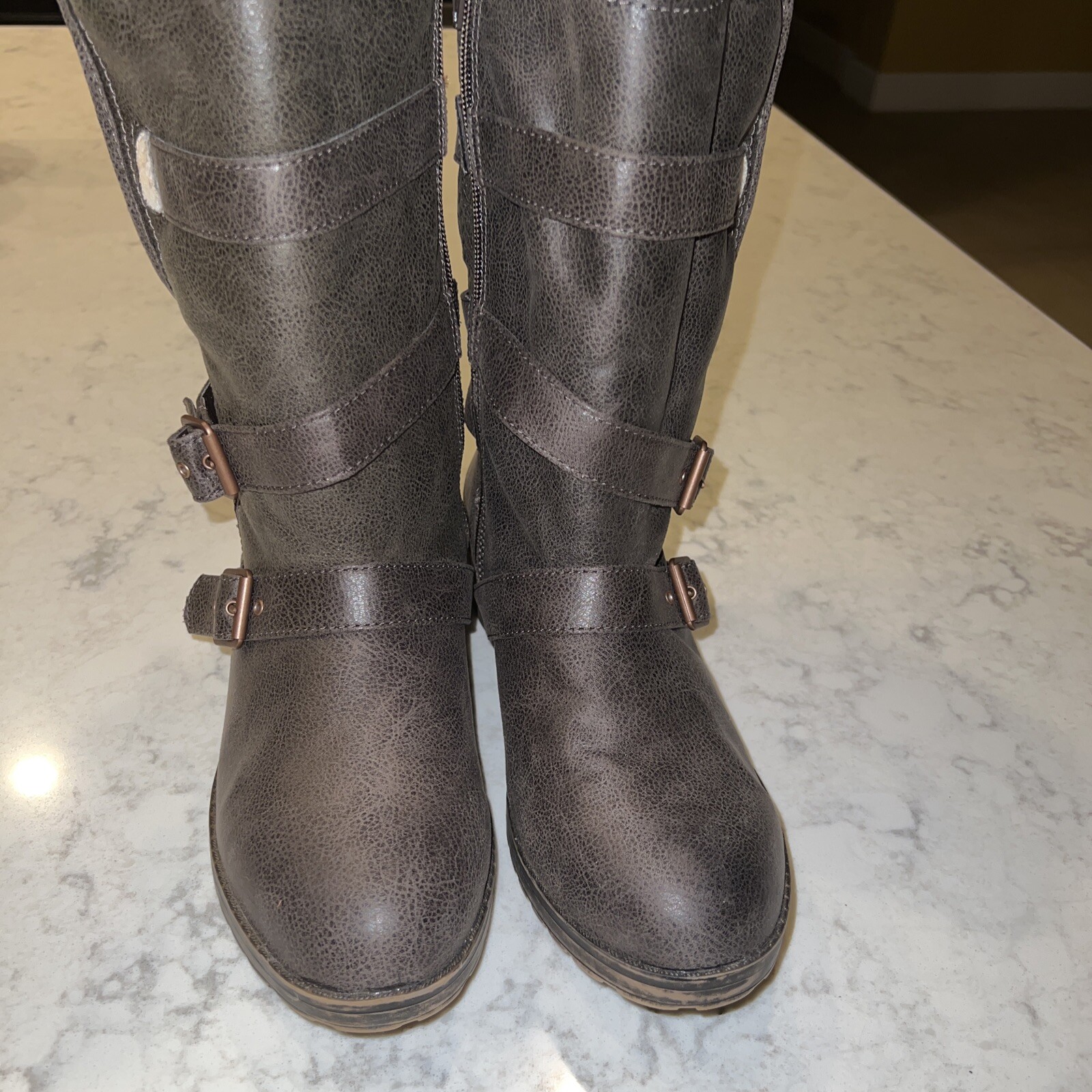 Roxy Rudy Boots Faux Cozy Lined Moto Three Buckle Women’s Size 10/41 | eBay