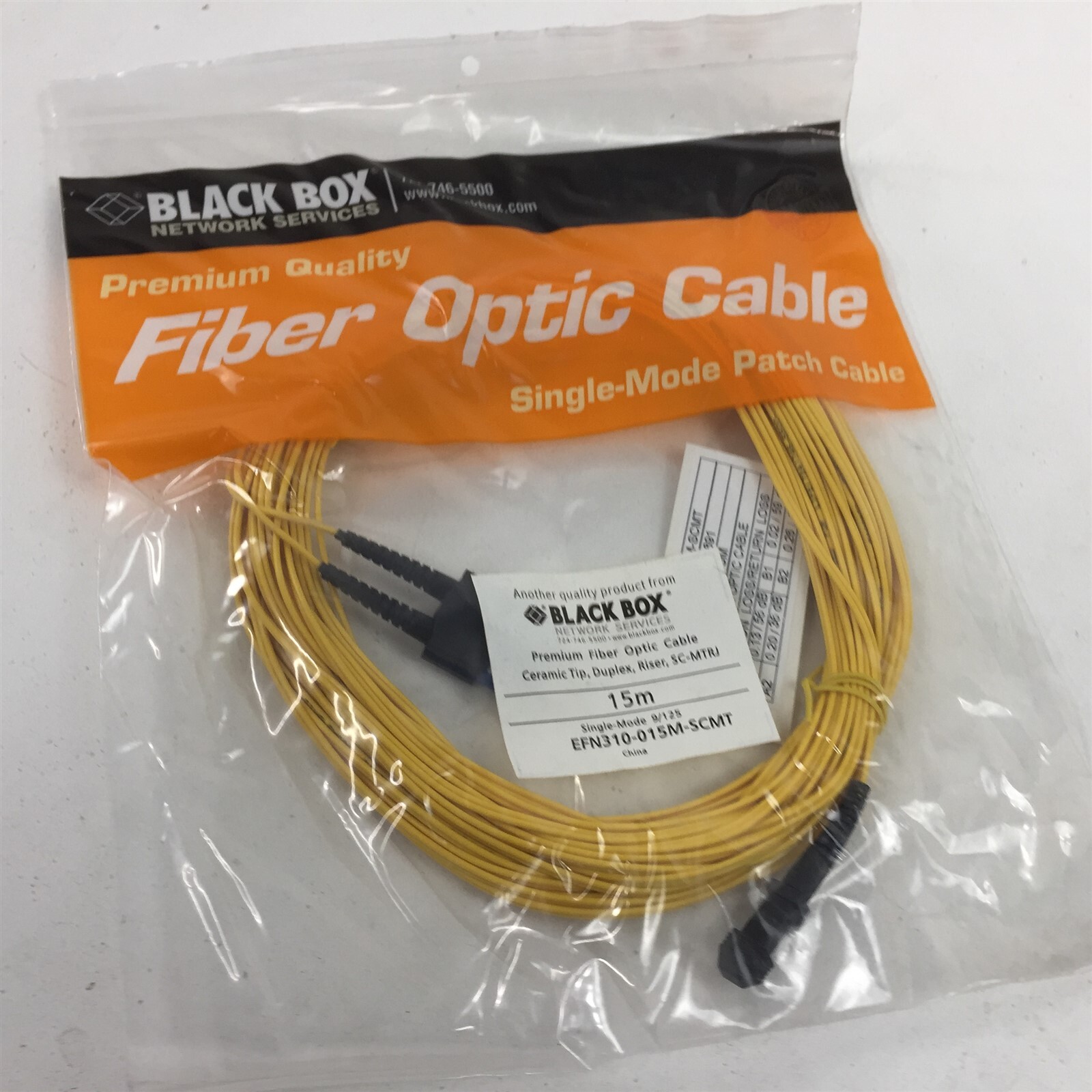 Black Box - Patch cable SC single mode (M) MT-RJ 15 m fiber optic 9 / ...