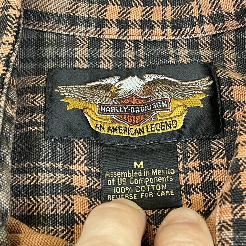 Harley Davidson Men's Size Medium Plaid Button Flannel Shirt Long ...