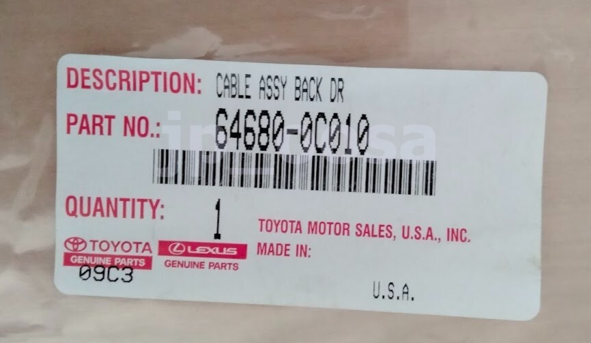 Toyota Genuine OEM 64680-0C010 Rear Hatch Release Cable Tailgate Lock ...