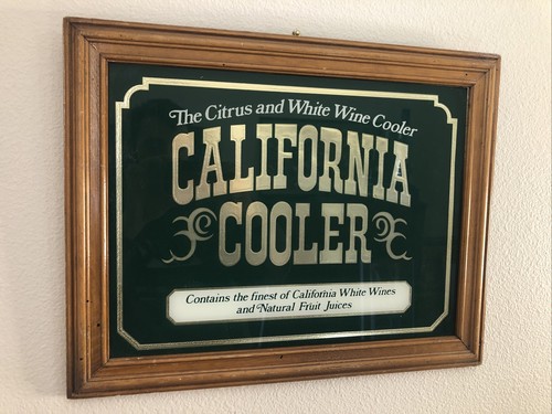 Vintage California Cooler Wine Bar Sign Mirror Beer Sign Framed 19 x 15 ...