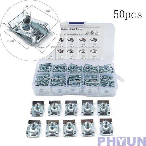 50pcs Automobile M5 U-type Clips Speed Spire Fasteners Screw Captive ...