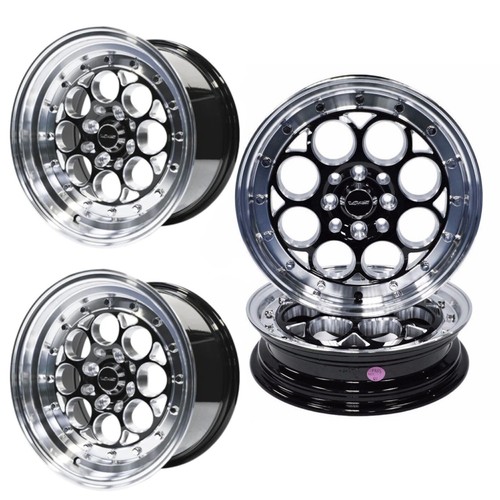 VMS Racing Rear & Front Polished Lip Revolver Wheels 15x3.5 & 13x10 ...