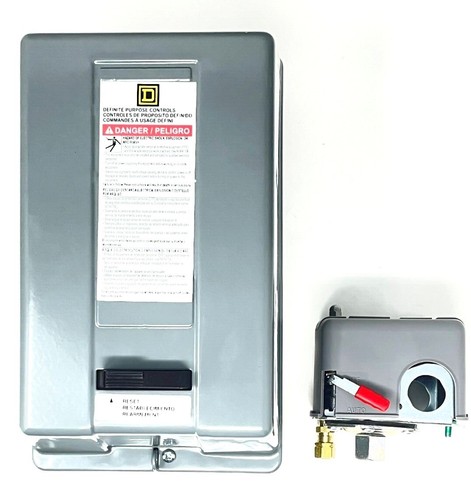 SQUARE D MAG STARTER & PRESSURE SWITCH 175 PSI 5-7.5HP SINGLE PHASE 240 ...