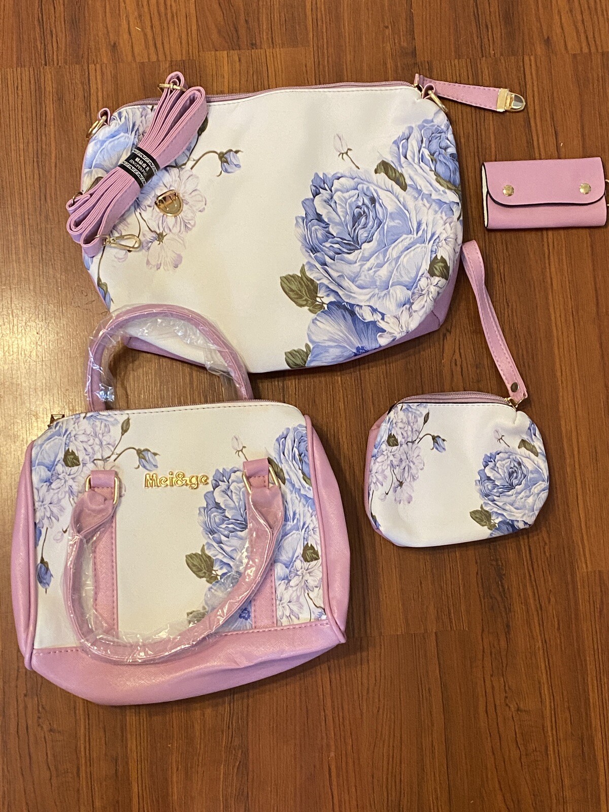 Mei&ge (Mei & Ge) NEW 4 Piece Hand Bag Purse Set Lilac & Flowers | eBay