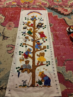 Handmade teddy bear sewing panel fabric growth chart up 60" when I grow ...