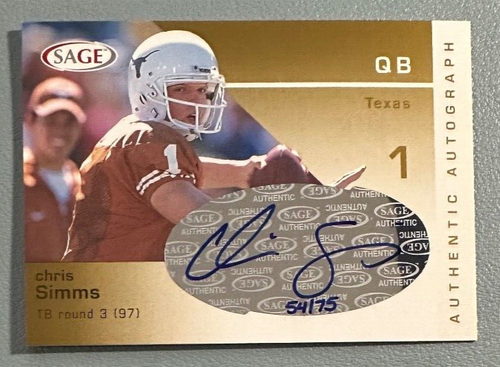 2003 SAGE Rookie Autograph Gold #A36 CHRIS SIMMS 54/75 | eBay