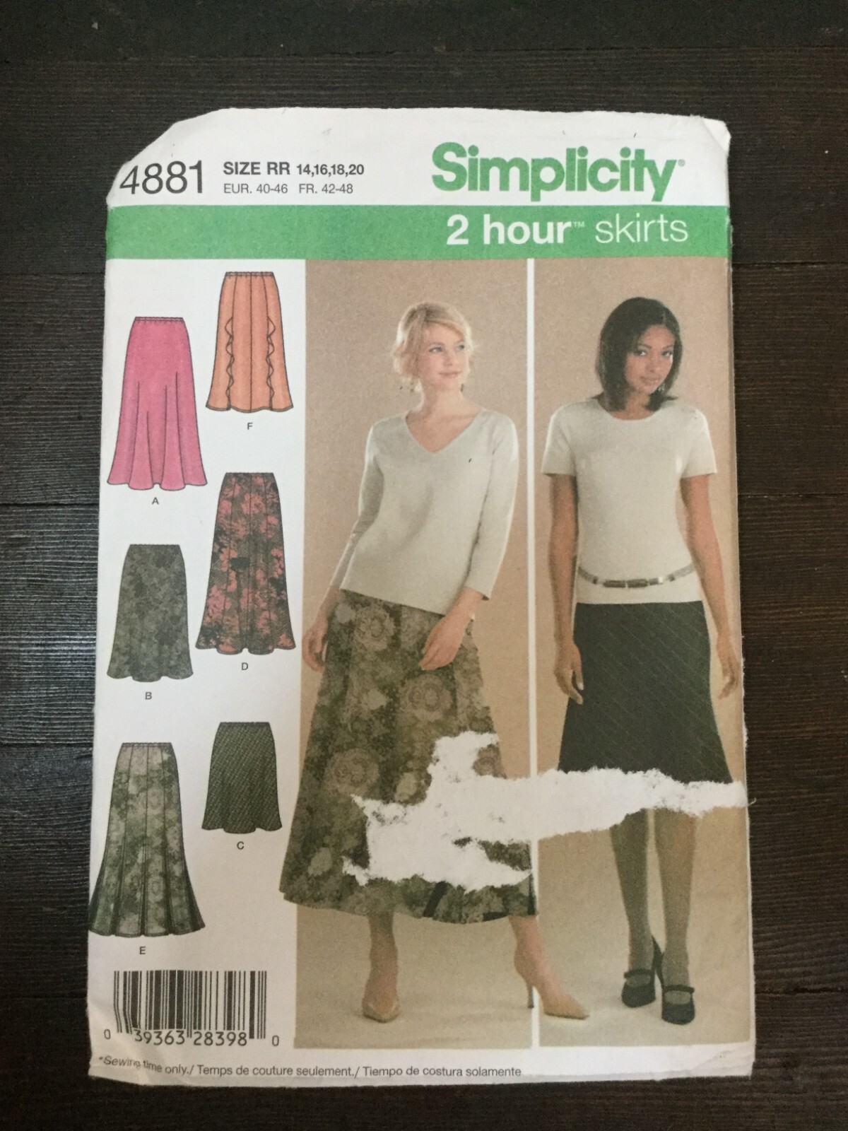 Simplicity 4881 Skirt 2 Hr Easy Gored or Bias 3 Lengths Size 14-20 ...