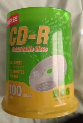 CD-R 80 Minute Recording Discs - Staples 700MB 52x Speed 100 Disc Pack ...