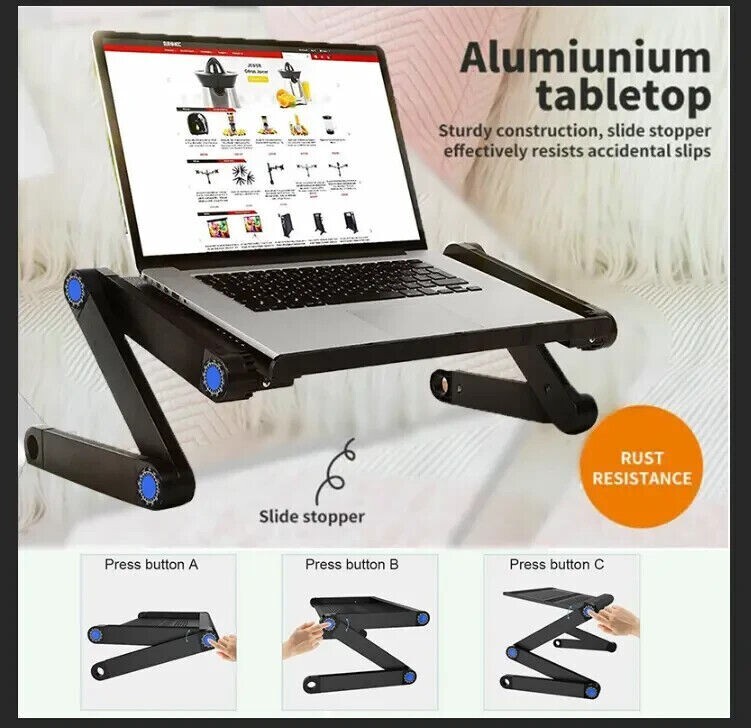 Folding Laptop Desk Table Bed Adjustable Portable Computer Stand Tray ...