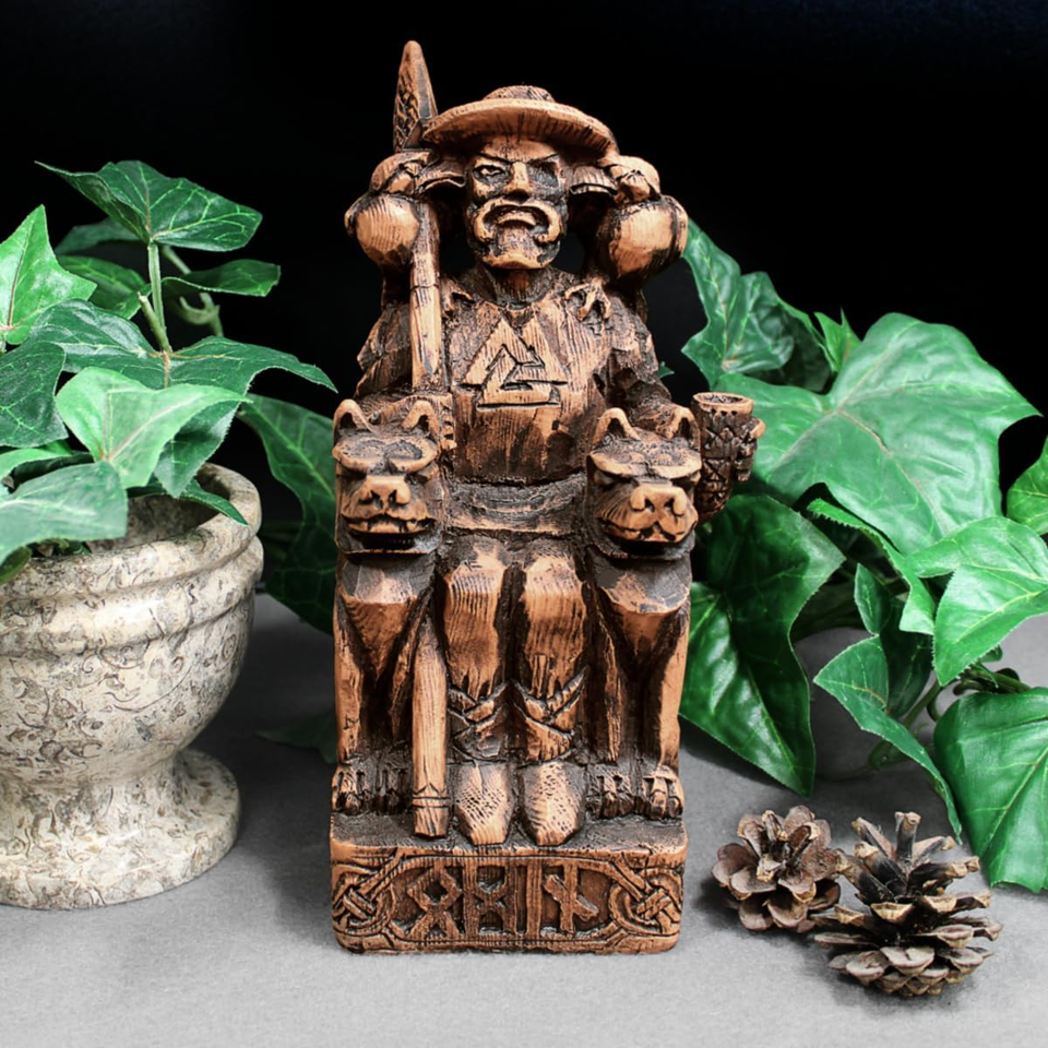 Odin Statue Norse God Sculpture - Allfather Viking Figurine Home Decor ...