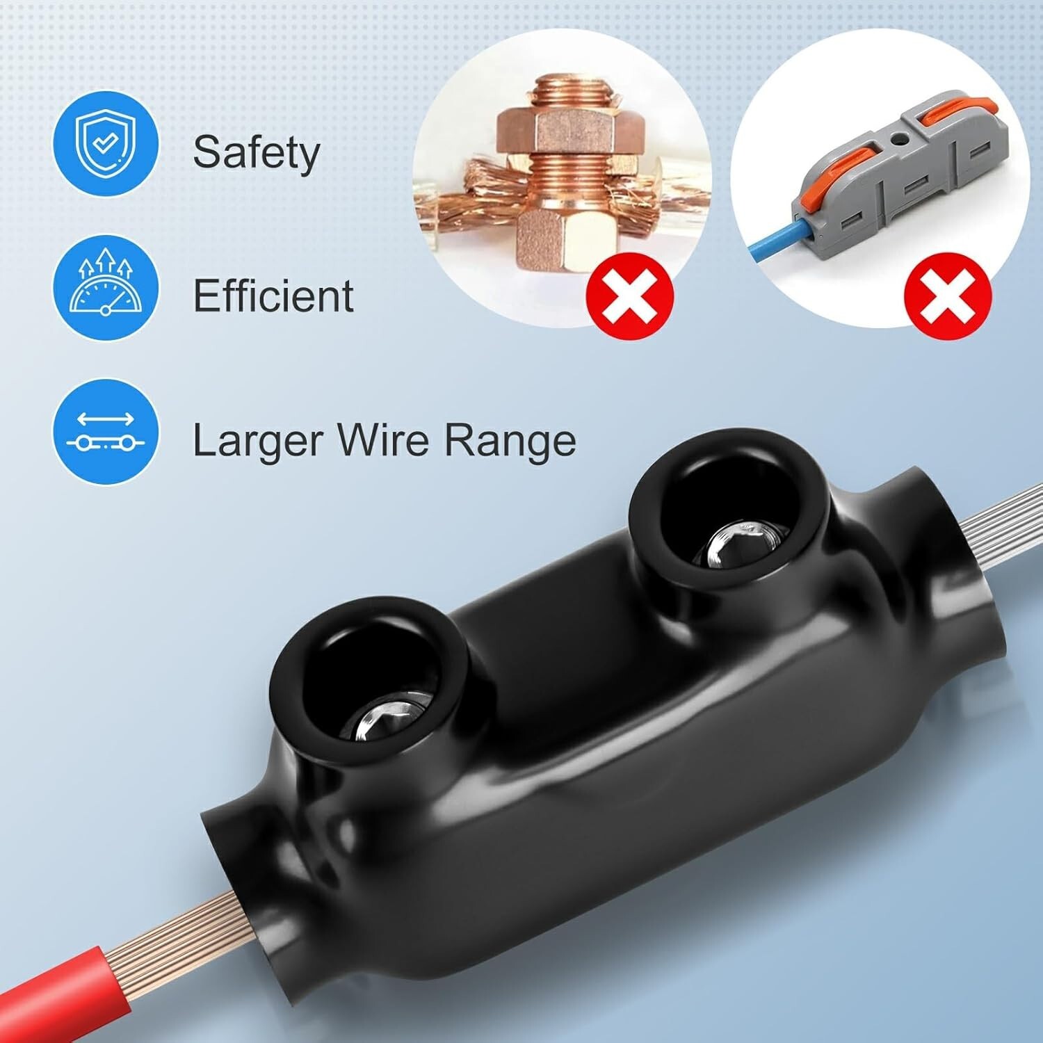 5 Pcs Insulated Wire Connectors Black In-Line Splice Connector 2 Port ...