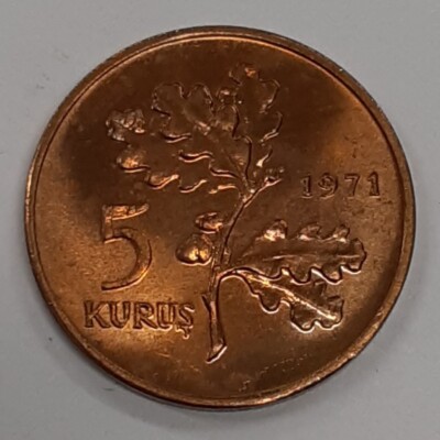 1971 Turkey 5 Kurus Bronze Coin KM#890 UNC With Toning | eBay