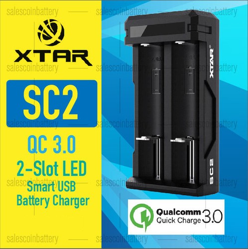 XTAR SC2 QC3.0 2-Slot Fast 3A Lithium Battery Charger 26650 > VC2 VC2S ...
