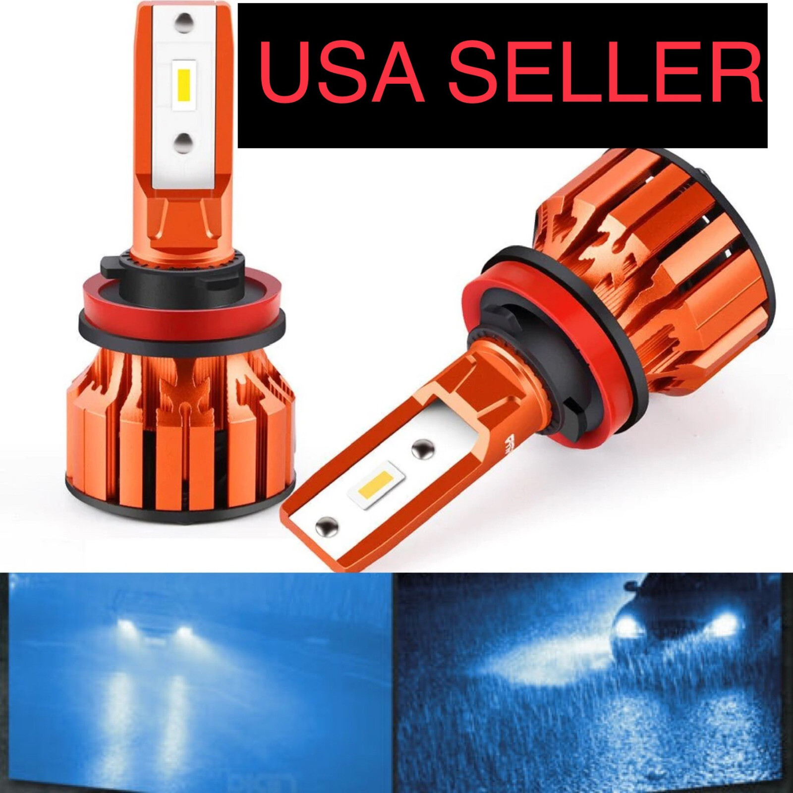 BLUE short base H9 H11 8000K LED Headlight Kit lights Bulbs fahren 8K ...