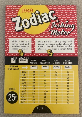 Vintage 1949 ZODIAC FISHING METER C.E. Morrell Co Elmira, N.Y. | eBay