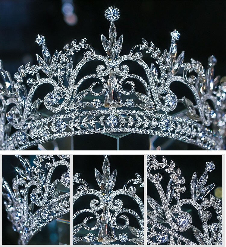 7.2cm Tall Large Crystal Tiara Crown Wedding Bridal Queen Princess For ...
