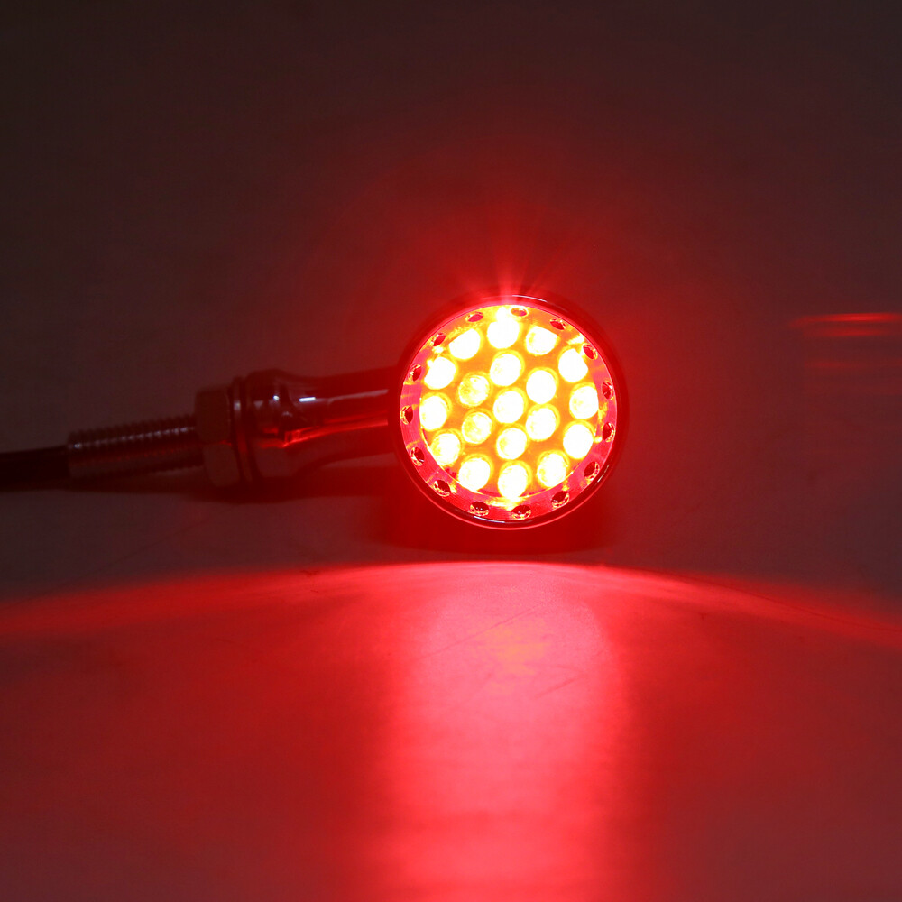 Universal Red 20 LED Chrome Motorcycle Running Turn Signal Tail Light ...
