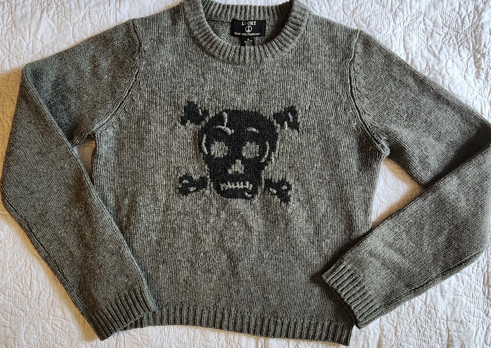 Y2K Skull Sweater By Lucky Made With Peace & Love Gra… - Gem