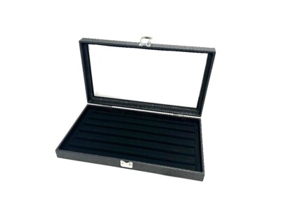 6 Slot Black Glass Top Lid Bracelet Chain Jewelry Organizer Display ...